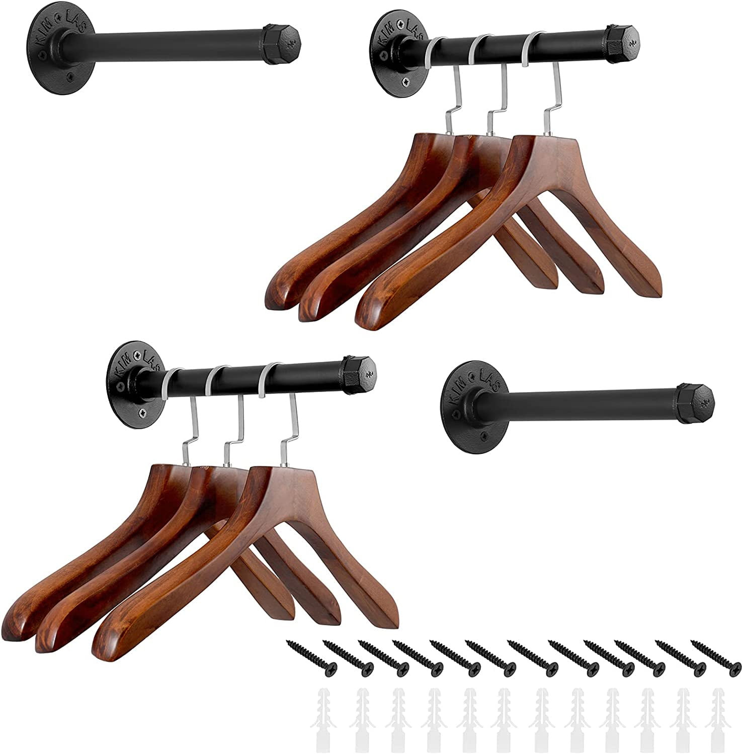 4Pcs 10 Inch Industrial Pipe Clothing Rack Bars - Heavy Duty Rustic ...