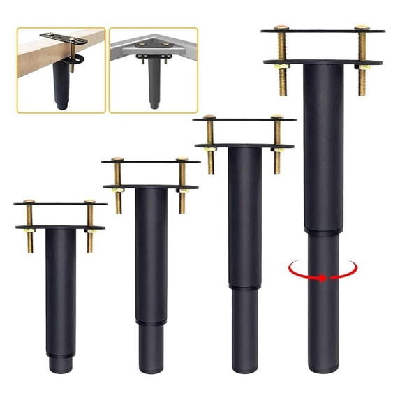 4Pcs 10" to 17" Metal Adjustable Height Center Support for Bed Frame ...
