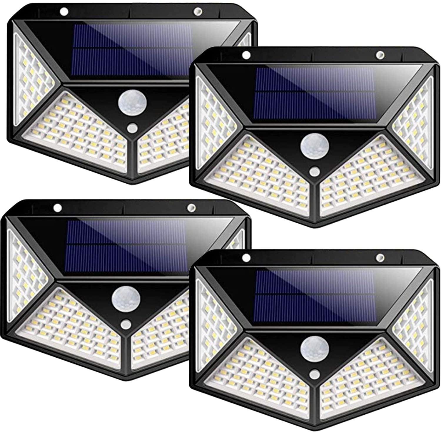 4Pcs 100LED Solar Lights, Outdoor Motion Sensor, Wall Lights, Bright ...