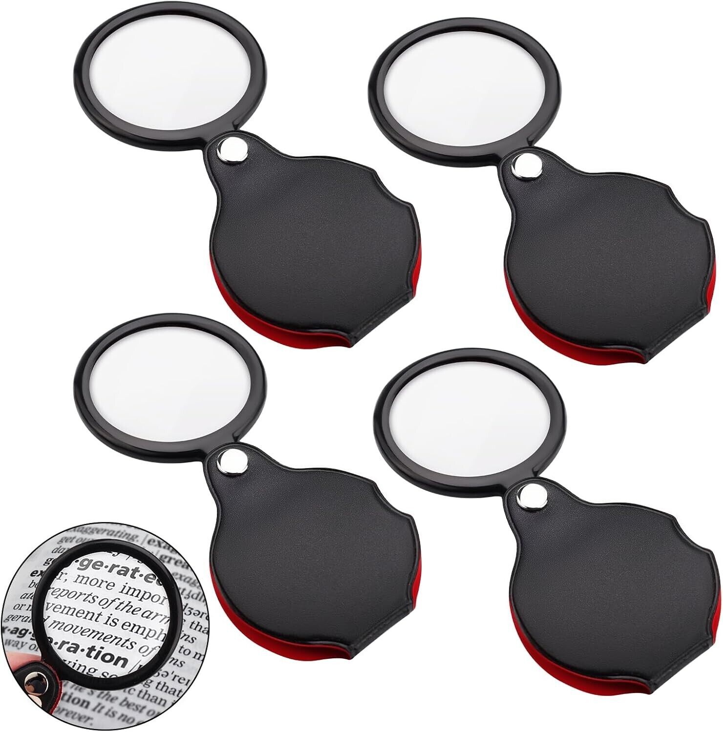 4Pcs 10X Pocket Magnifier Folding Optical Magnifying Glass Jewelry ...