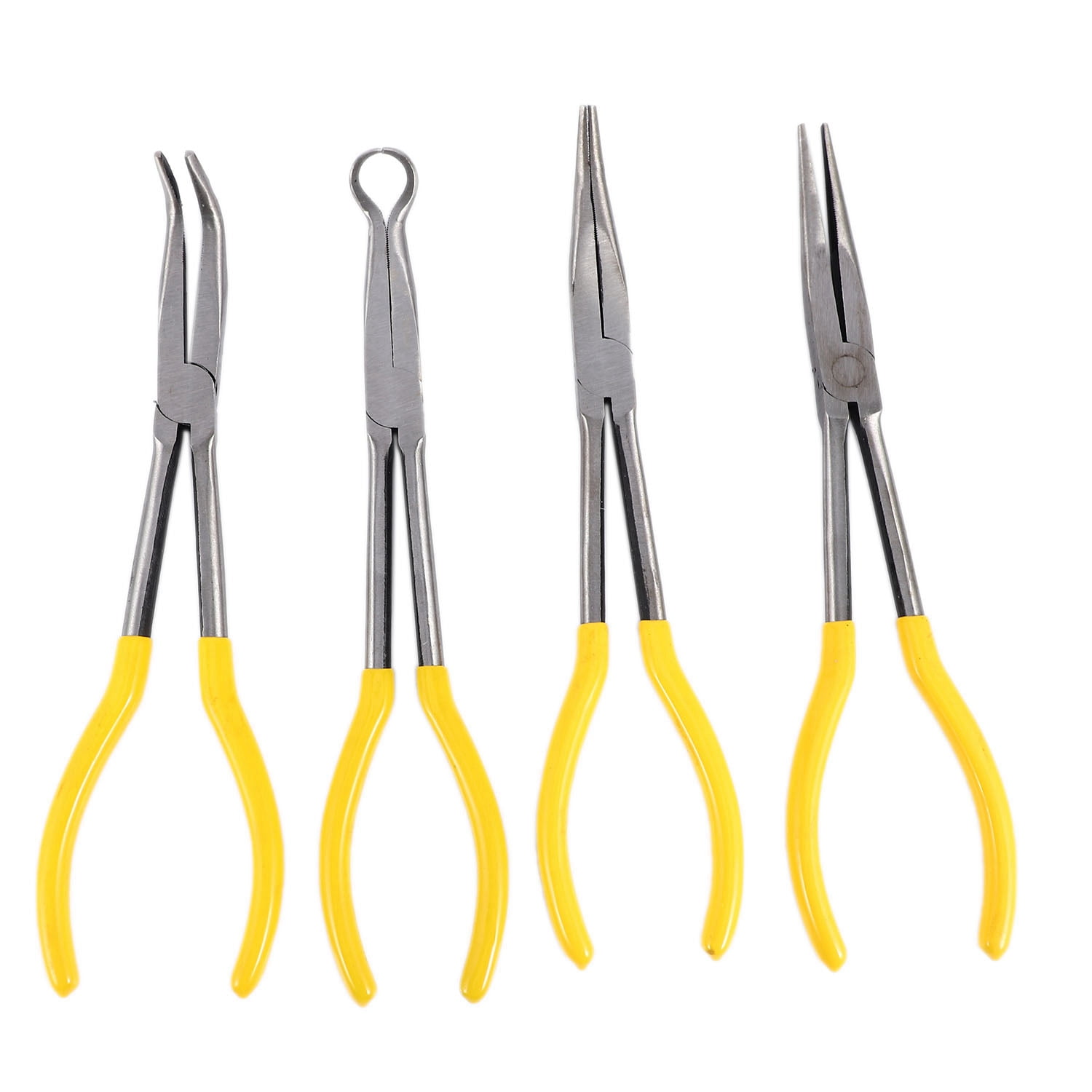 4Pcs 11 Inch Extra Long Nose Pliers Set Straight Bent Tip Equipment ...
