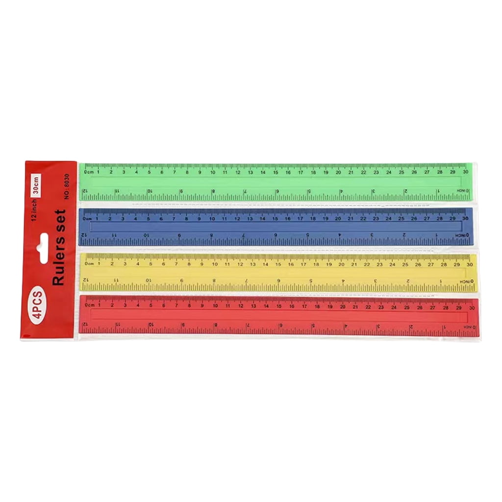 4Pcs 12Inch Clear Ruler Straight Ruler Inches and Centimeters Double ...