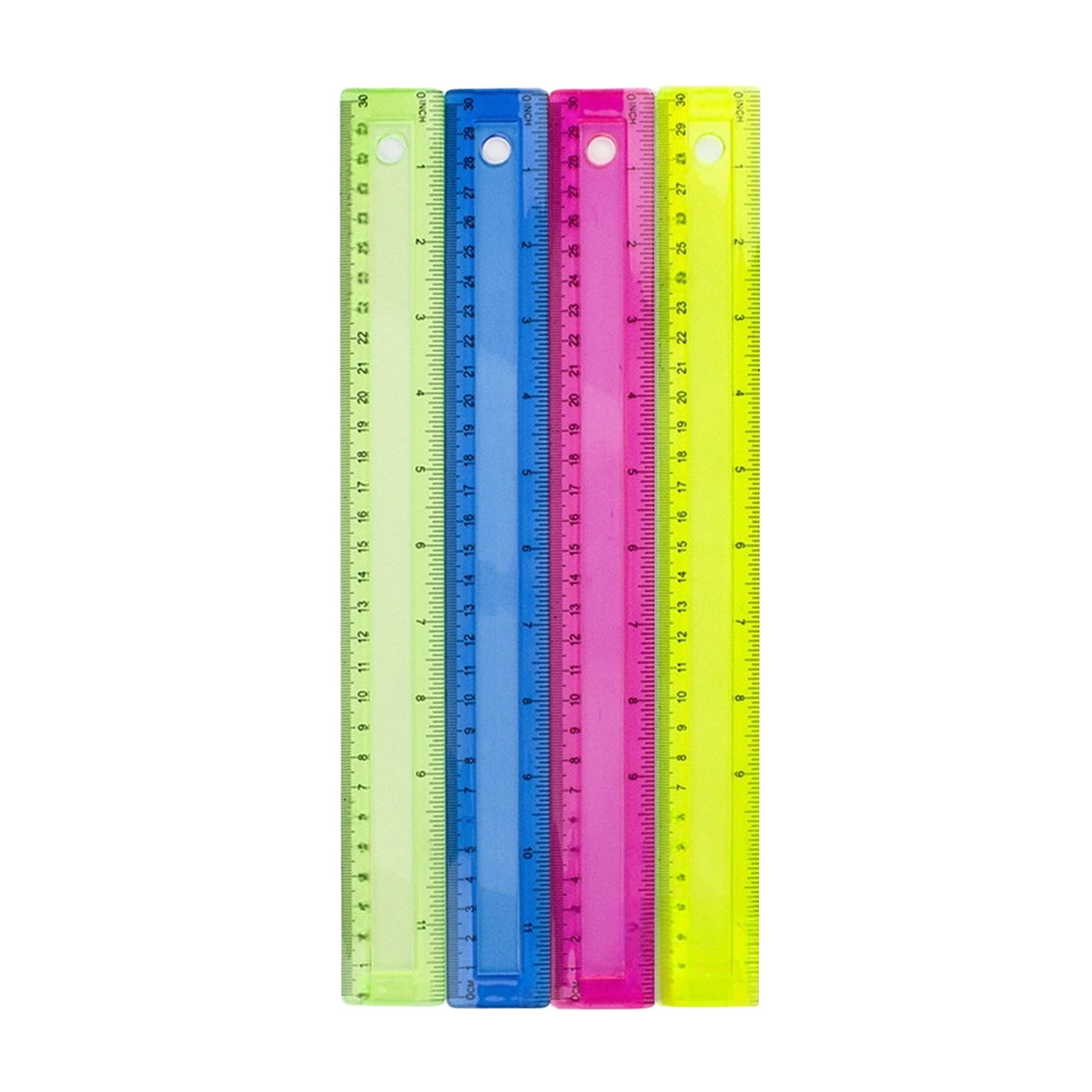 4Pcs 12Inch Clear Rulers Math Ruler Colorful Drawing Ruler with Inches ...