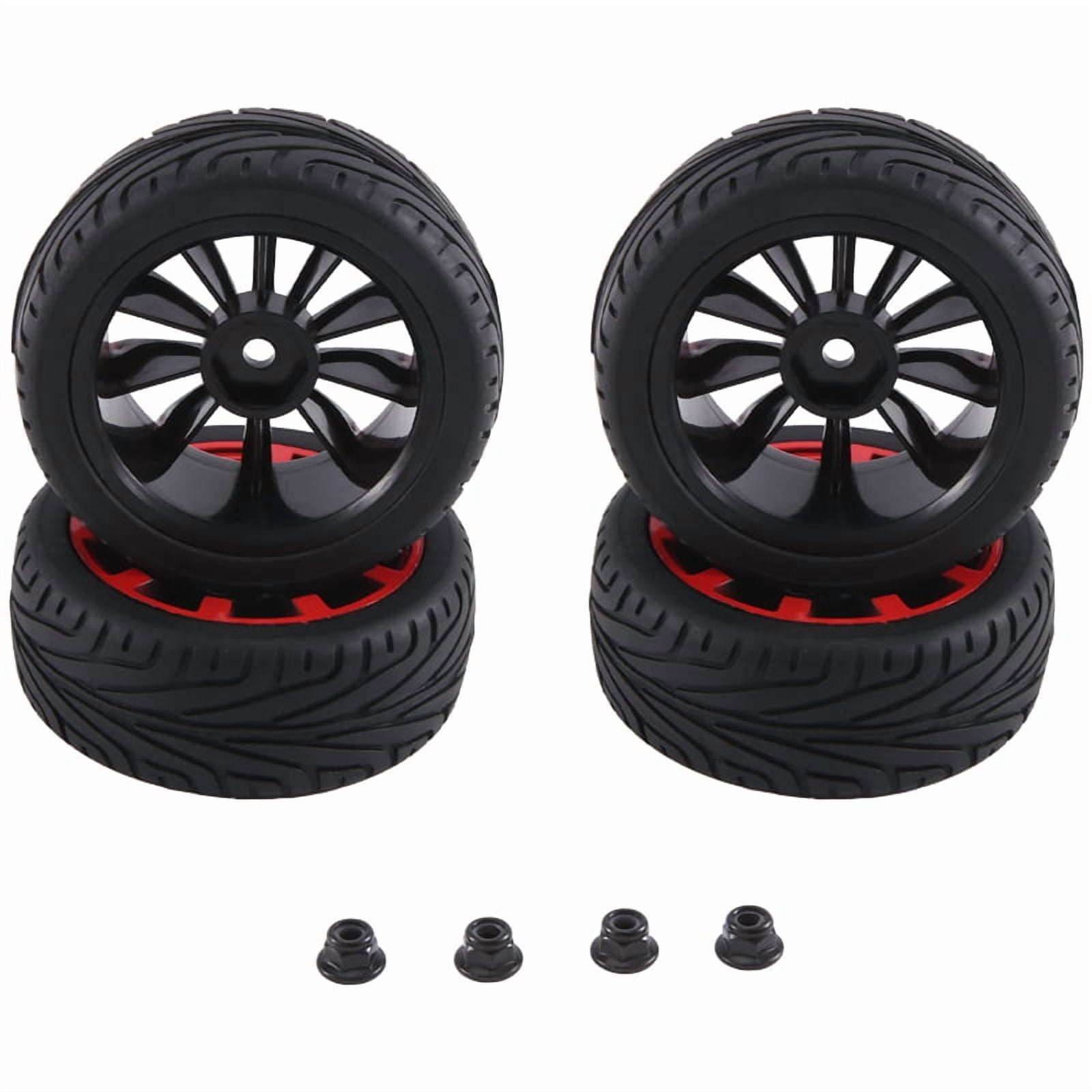 4Pcs 12mm Hex Wheel Rims & OD 2.59Inch Rubber Tires for RC 1/10 On-Road ...