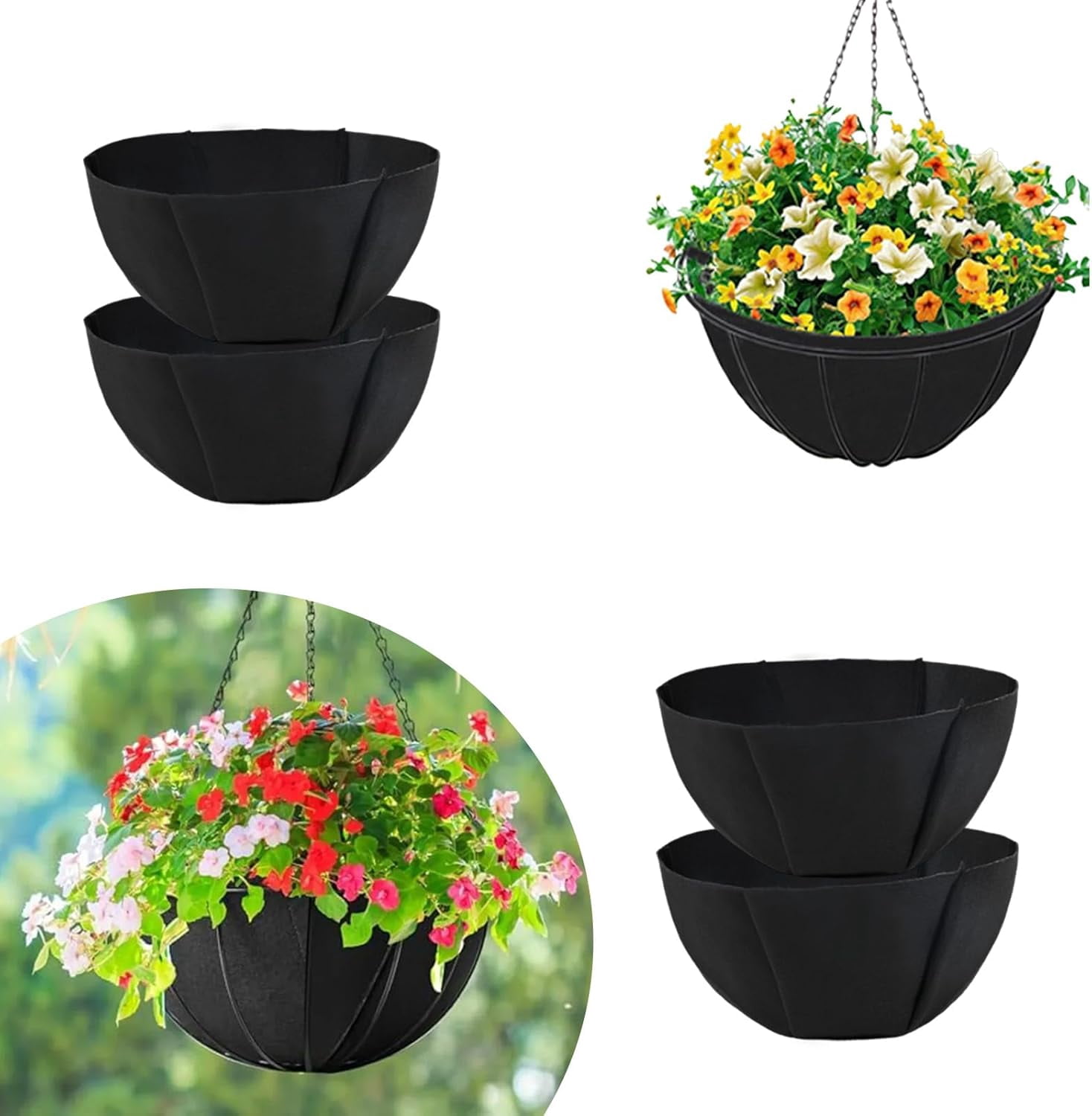 4Pcs 16 Inch Round Non-Woven Planter Basket Liner, Hanging Basket ...