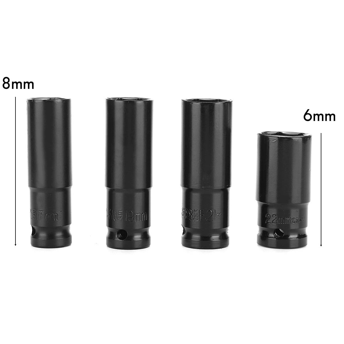 4Pcs 17-22Mm Electric Impact Wrench Hex Socket Head Kit Hardness And ...