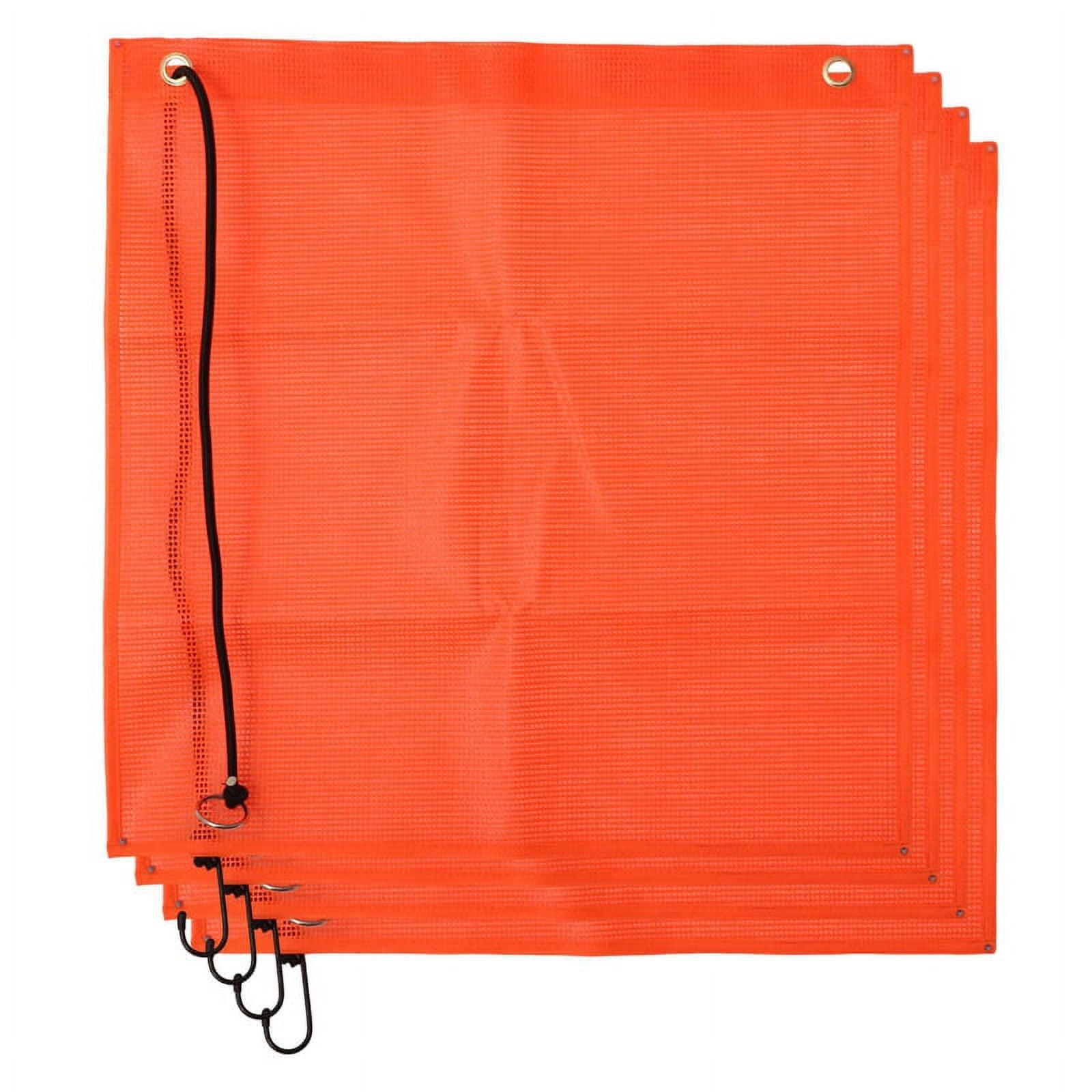 4Pcs 18x18 inch Mesh Flags Orange Warning Flag Bungee Good Visibility ...