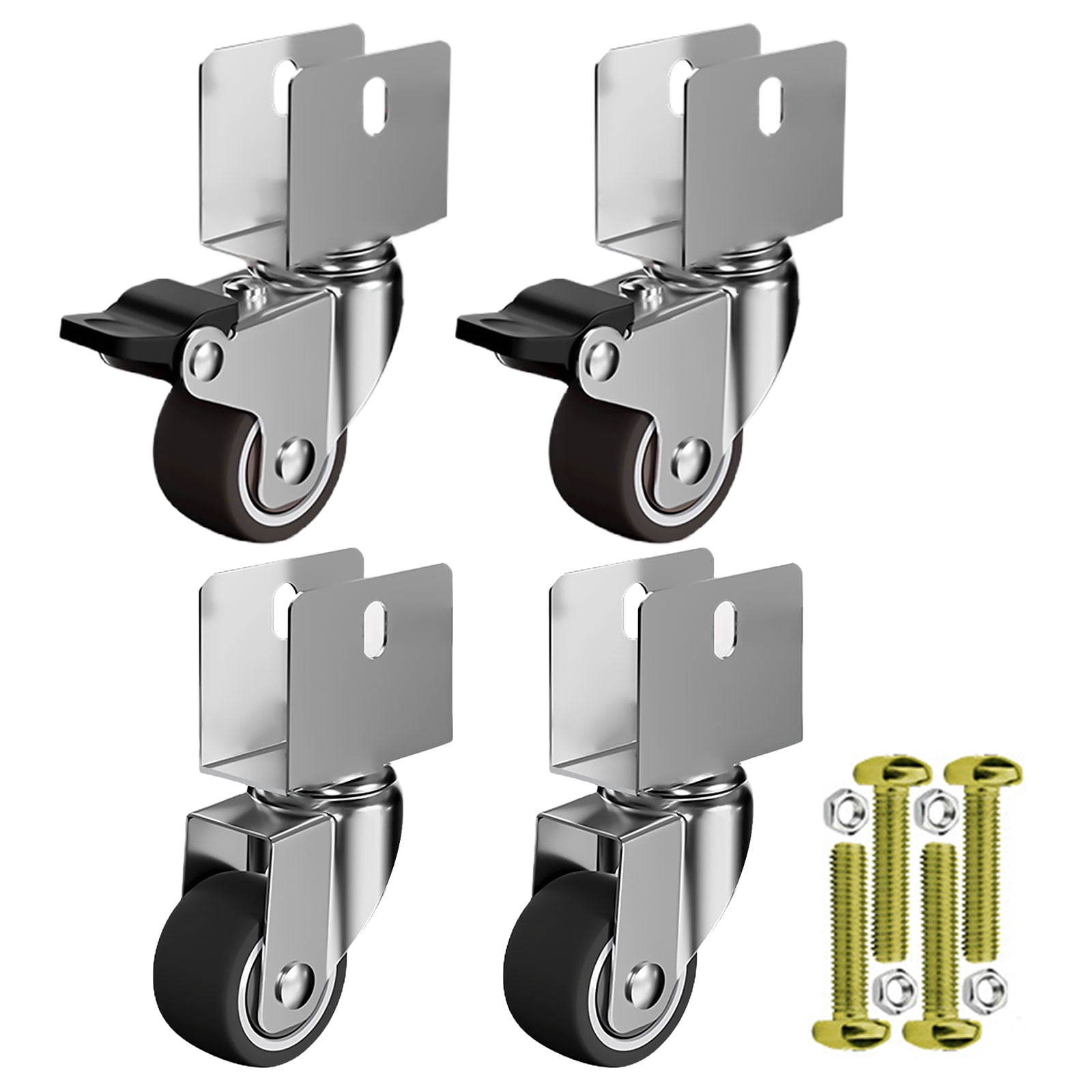 4Pcs 1inch Universals Soft Rubber Wheel Heavy Duty Furniture Wheel ...