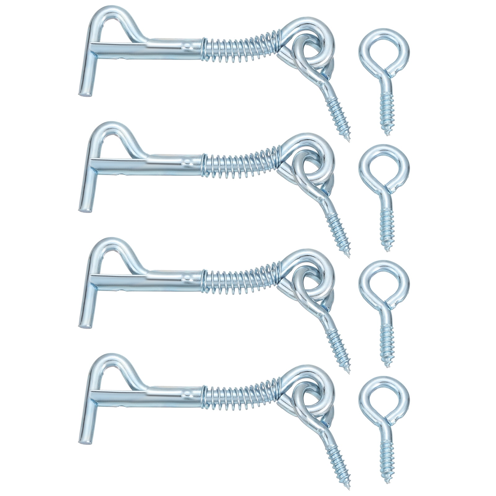 4Pcs 2.5" Cabin Hook Eye Latch, Zinc-Plated Carbon Steel Spring Hook ...