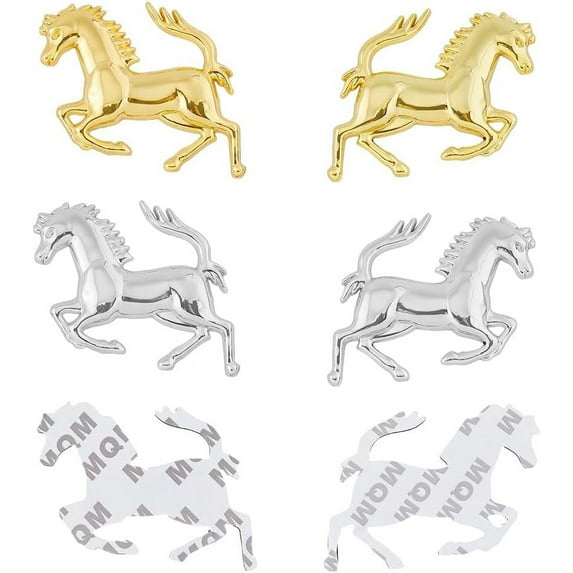 4Pcs 2 Colors 3D Alloy Horse Car Stickers Car Decoration Stickers Horse ...