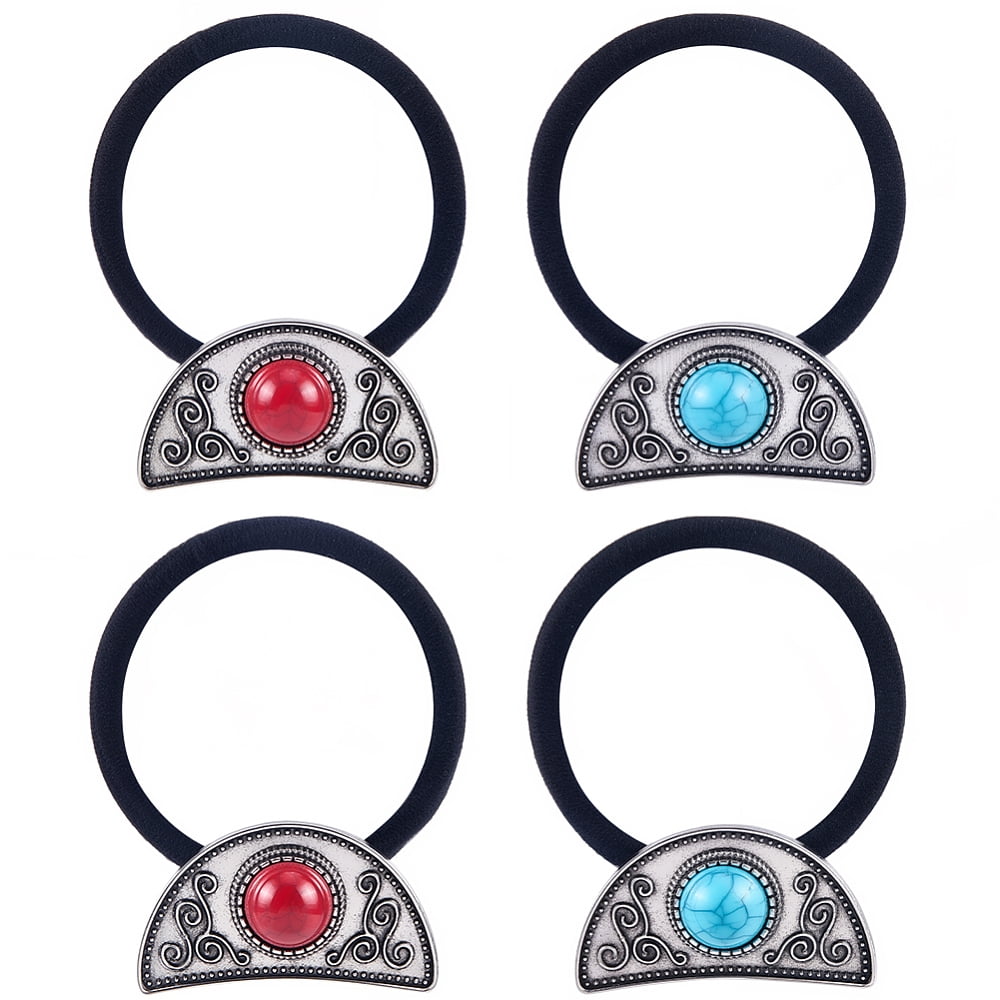 4Pcs 2 Colors Boho Western Style Moon Shape Decorative Metal Ponytail ...