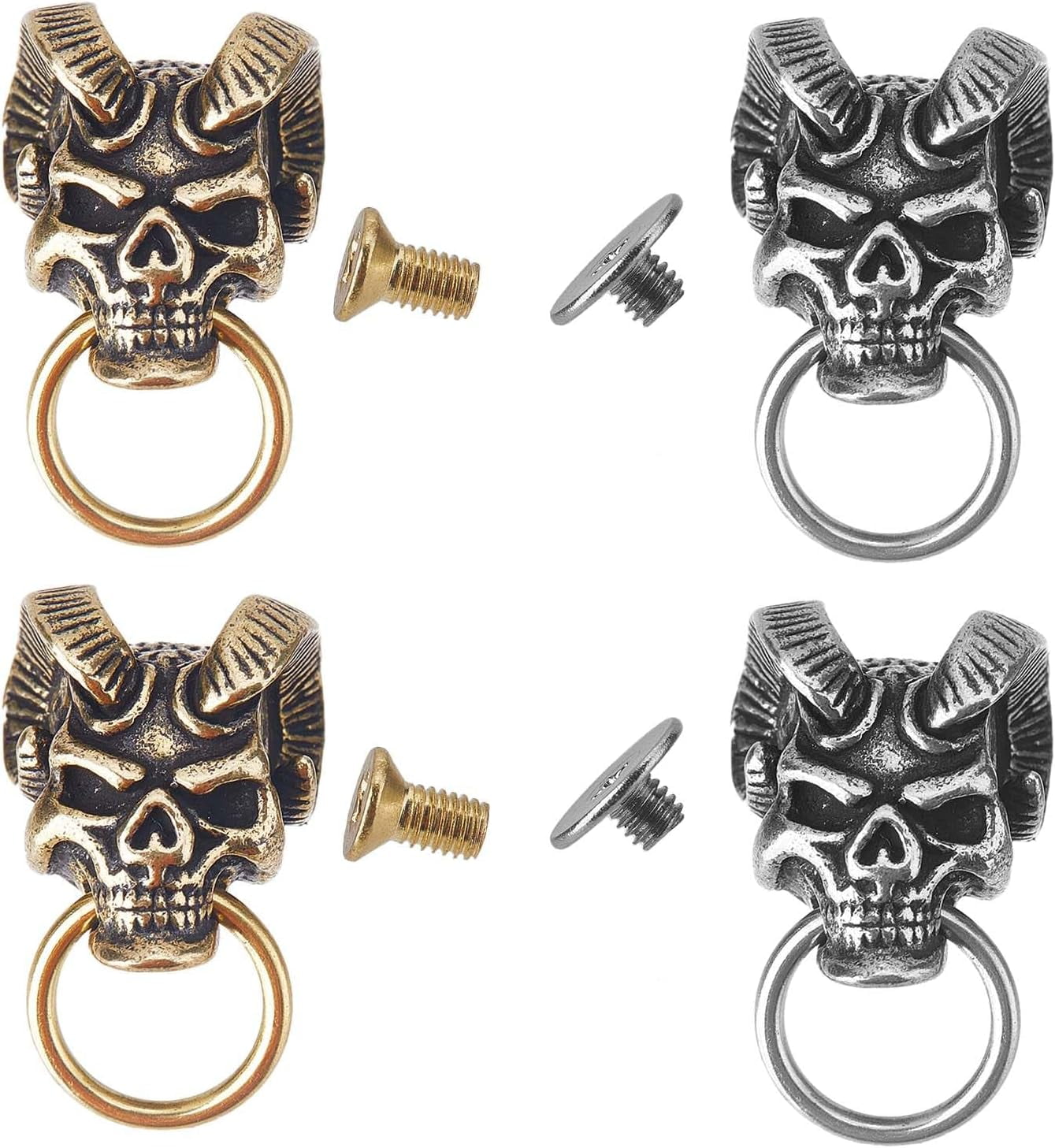 4Pcs 2 Colors Brass Conchos Screw Back Skull Stud Back Rivets Leather ...