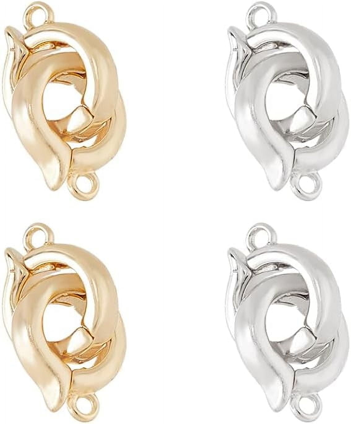 4Pcs 2 Colors Double Bail Clasps 18K Gold Plated Double Fold Over ...