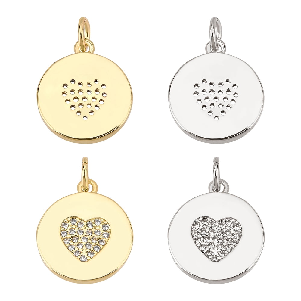 4Pcs 2 Colors Eco-Friendly Brass Micro Pave Cubic Zirconia Pendants ...