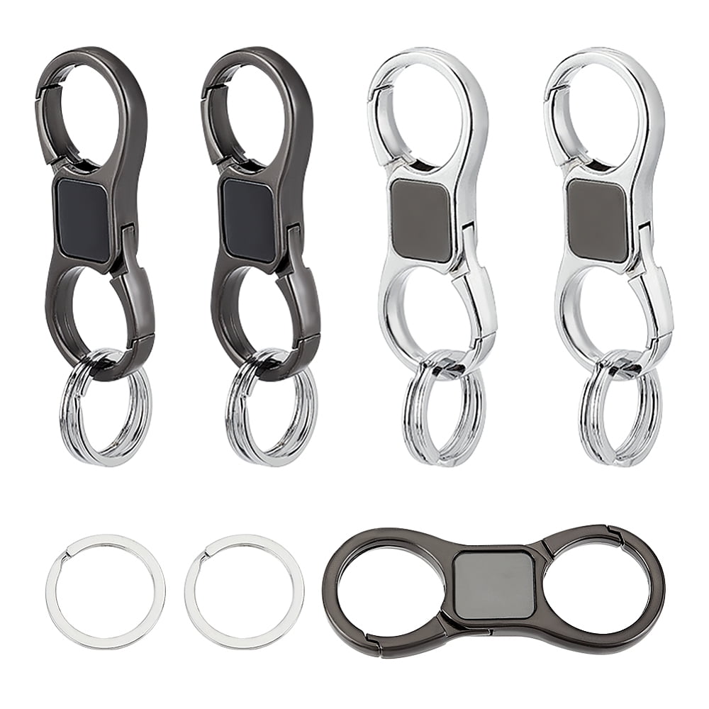 4Pcs 2 Colors Iron and Alloy Carabiner Keychain Clasps with 2Pcs Key ...