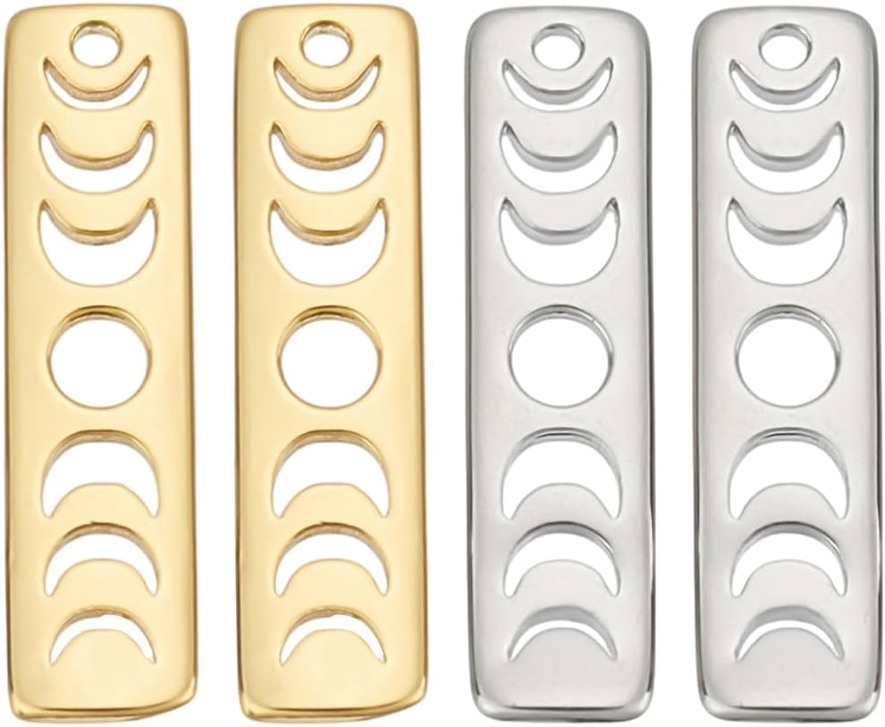4Pcs 2 Colors Rack Plating Brass Moon Phase Bar Pendants 20x5x1mm ...