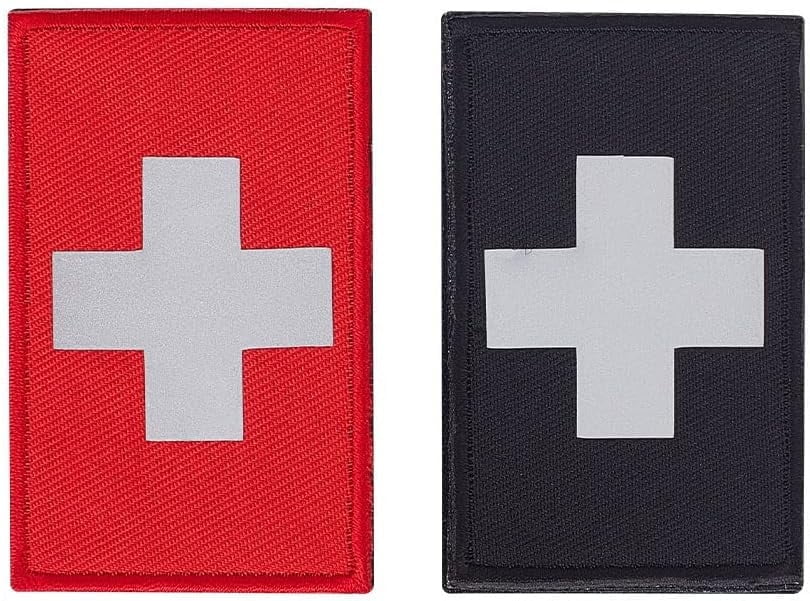 4Pcs 2 Colors Reflective Cross Patch Red Black Medic First Aid Morale ...