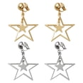 4Pcs 2 Colors Star Ear Clip Star Dangle Drop Earrings Non Piercing Ear ...