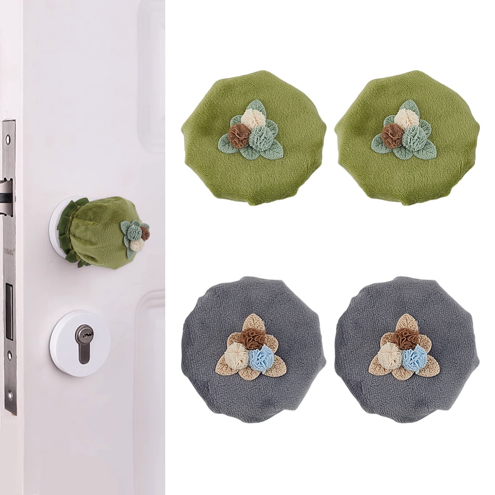 4Pcs 2 Colors Velvet Door Knob Cover Handle Cushion to Decorate Round ...