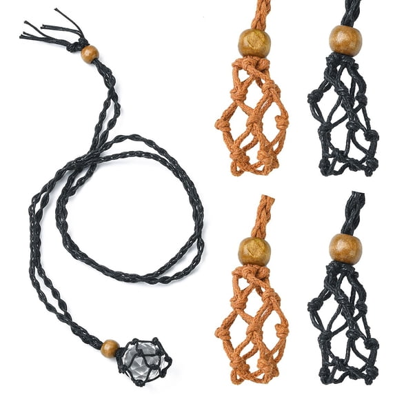 4Pcs 2 Colors Wax Rope Cord Macrame Pouch Necklace Making Adjustable ...
