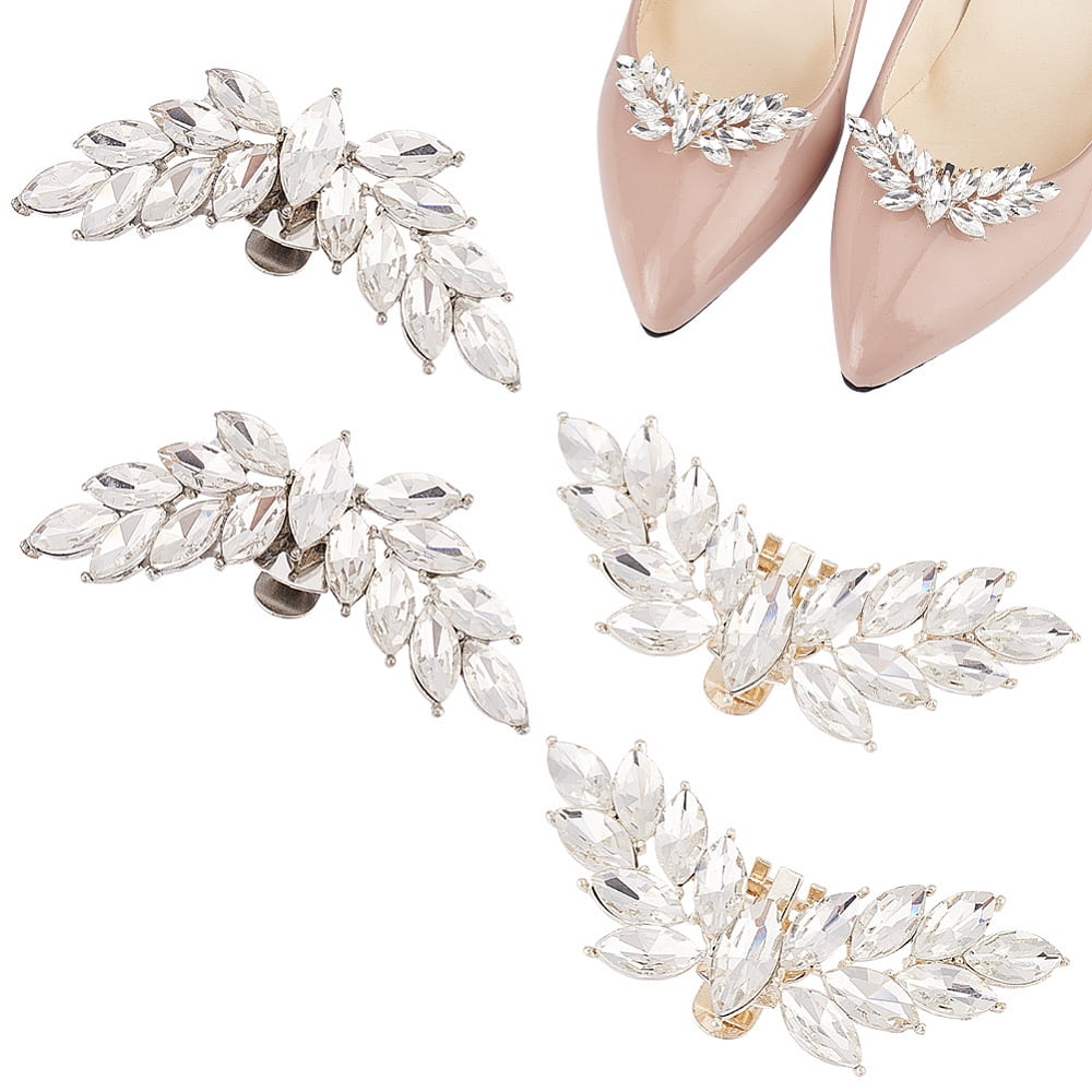 4Pcs 2 Colors Wing Alloy Rhinestone Shoe Decoration Detachable Shoe ...