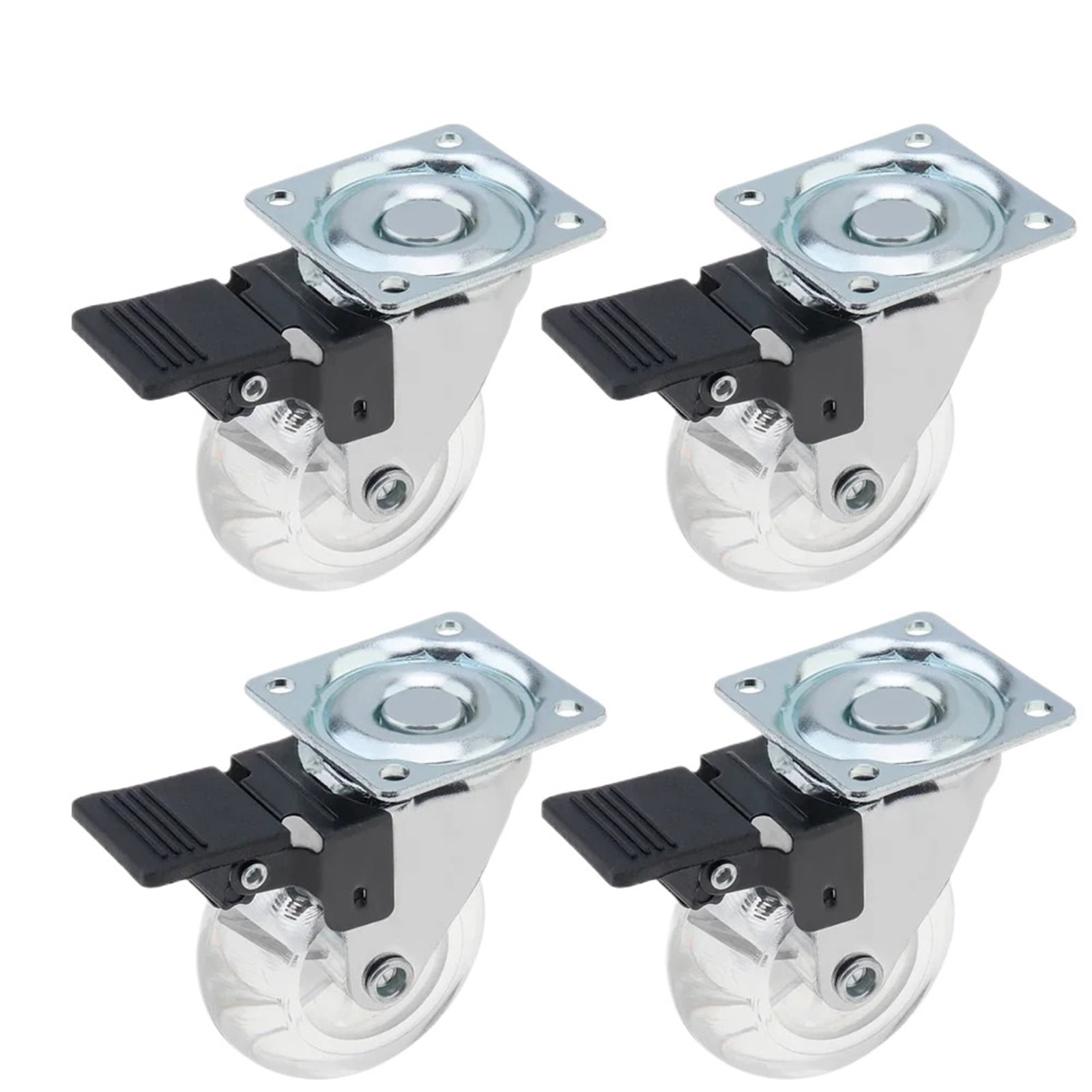 4Pcs 2 Inch Caster Pu Transparent Universal Crystal Wheel No Noise ...