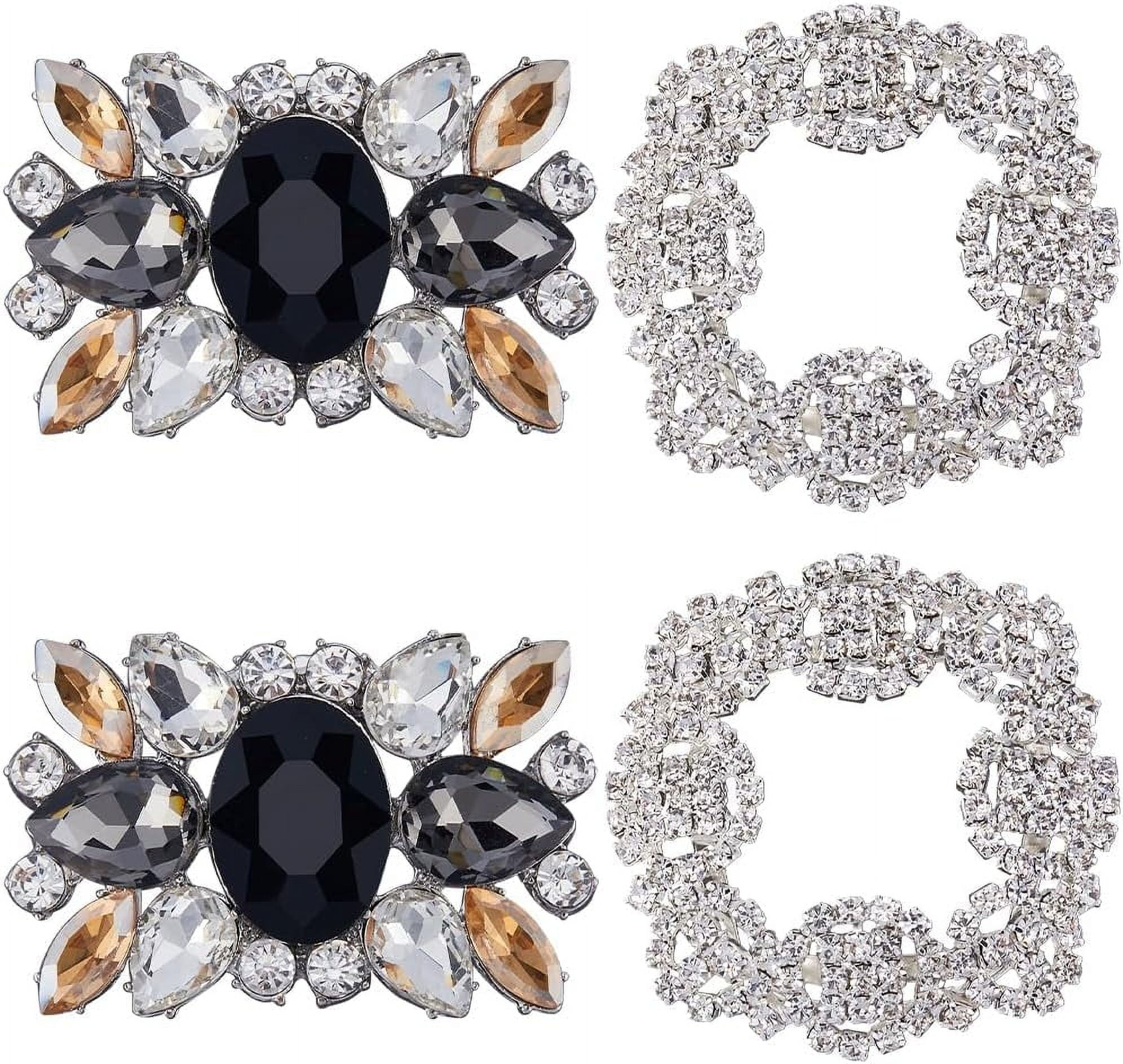 4Pcs 2 Style Elegant Rhinestone Metal Shoe Clips Shoe Buckle Wedding ...