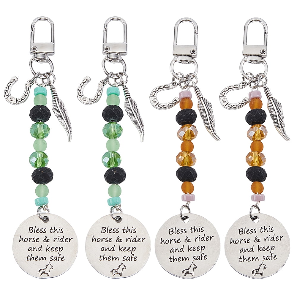 4Pcs 2 Styles 201 Stainless Steel & Glass & Alloy Pendant Decorations ...