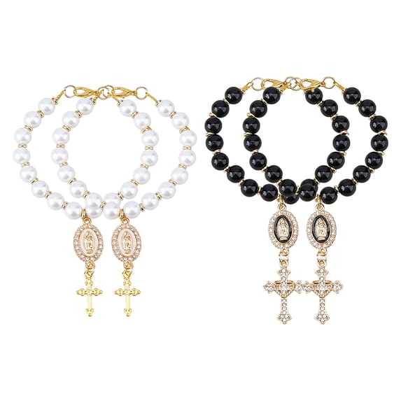 4Pcs 2 Styles Alloy Enamel Rhinestone Acrylic Pearl Bead Pendant ...