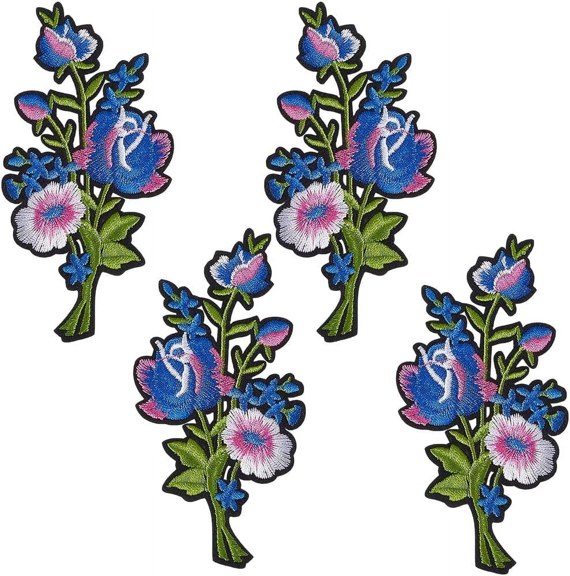 4Pcs 2 Styles Embroider Thread Iron on/Sew On Patches Hot Melt Adhesive ...