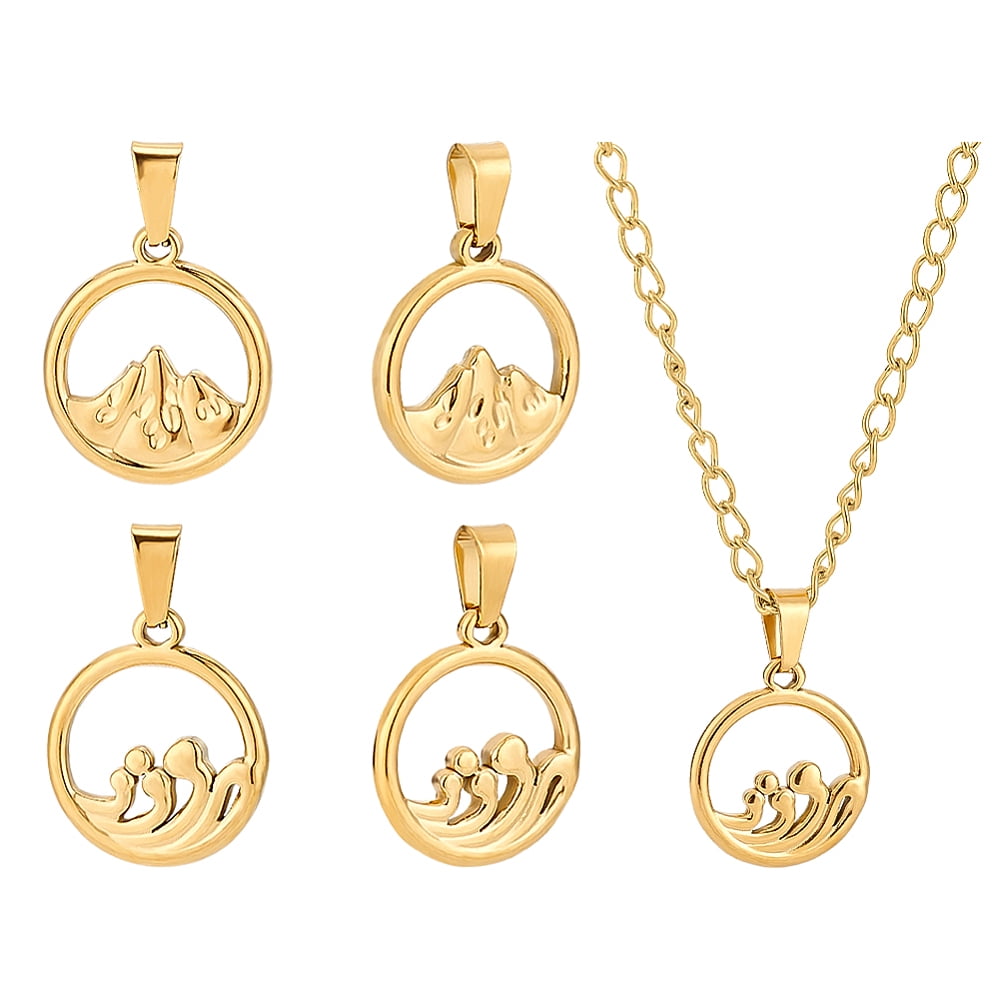 4Pcs 2 Styles Ion Plating(IP) 304 Stainless Steel Pendants Ring with ...
