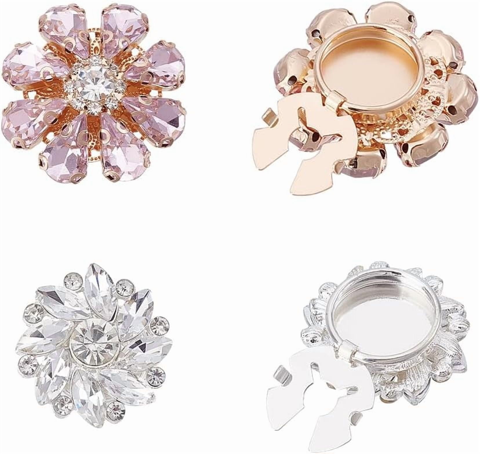4Pcs 2 Styles Rhinestone Buttons Cover Button Cover Sleeve Buttons ...