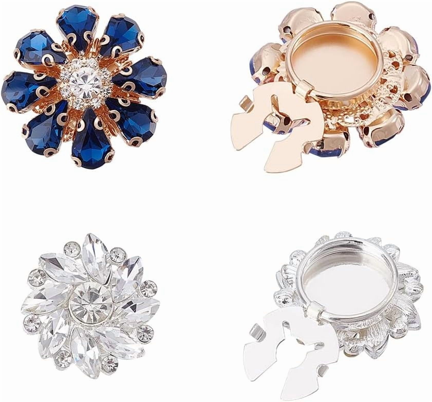 4Pcs 2 Styles Rhinestone Buttons Cover Button Cover Sleeve Buttons ...
