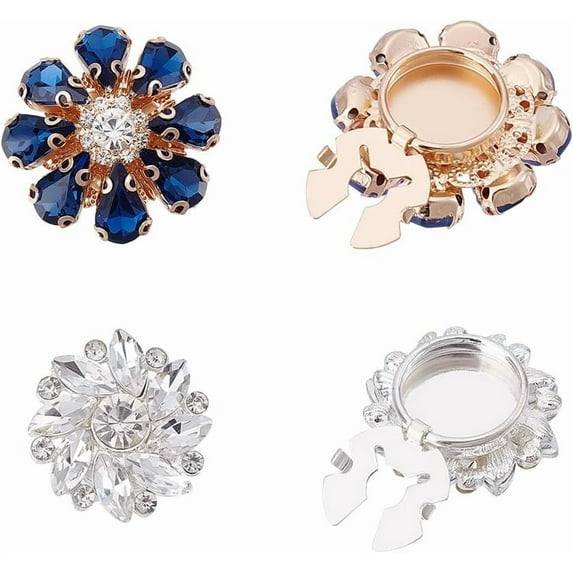 4Pcs 2 Styles Rhinestone Buttons Cover Button Cover Sleeve Buttons ...