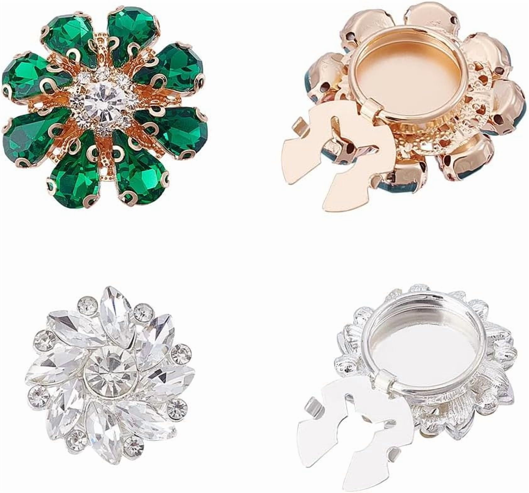 4Pcs 2 Styles Rhinestone Buttons Cover Button Cover Sleeve Buttons ...