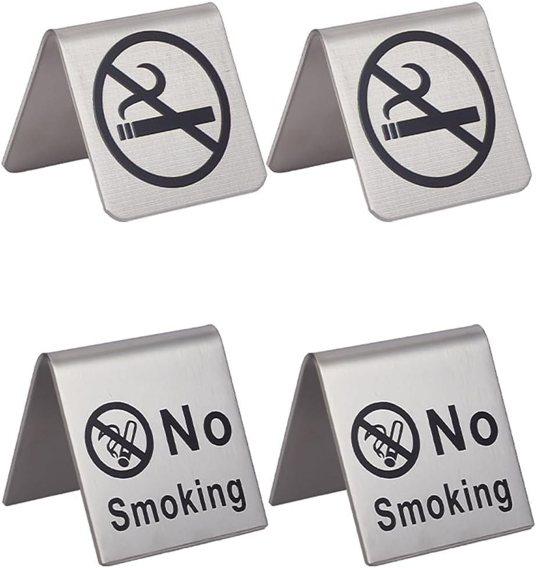 4Pcs 2 Styles No Smoking Table Sign Stainless Steel Metal Warning ...