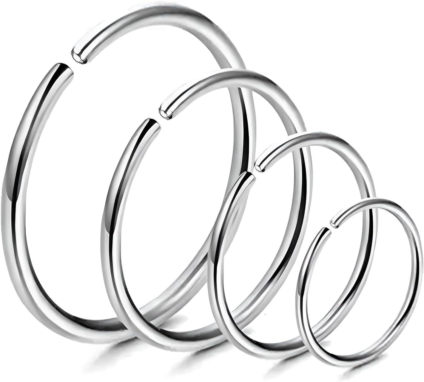 4Pcs 20G Stainless Steel Nose Rings Hoops - Snug, Septum, Tragus, Lip ...