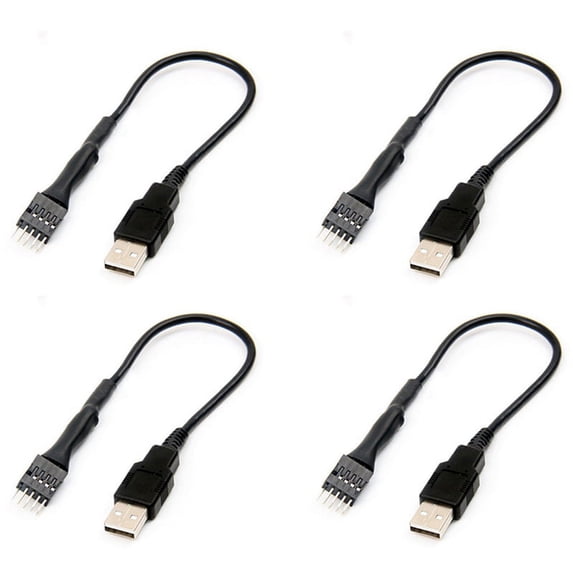 4Pcs 20cm 9 Pin Male to External USB A Male PC Mainboard Internal Data ...
