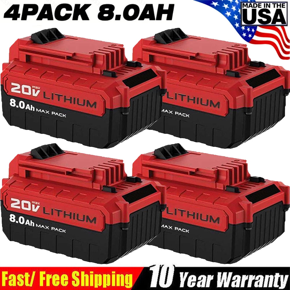 4Pcs 20v 8.0AH battery for porter cable lithium-ion 20 volt max pcc680l ...