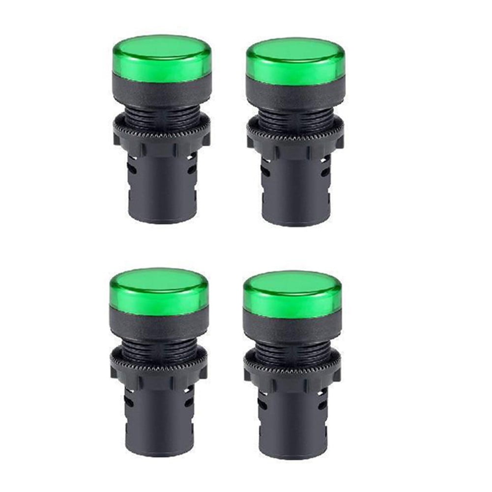 4Pcs 22mm Panel Mount Electronic Led Indicator Light Blue Green Red ...
