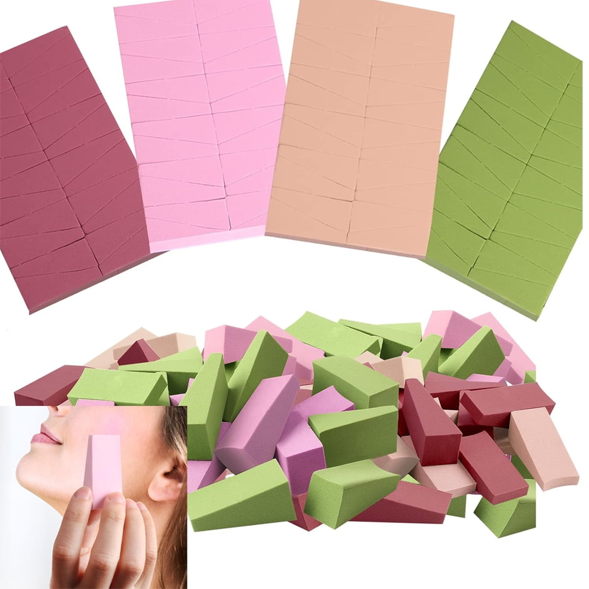 4Pcs 24 Cut Triangle Powder Puff,Tutuviw Makeup Blenders Soft Sponges ...