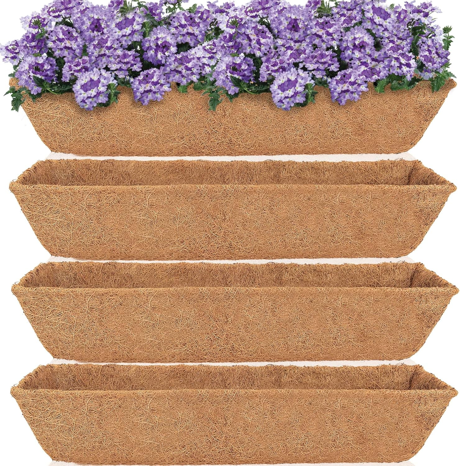 4Pcs 24" Trough Coco Fiber Replacement Liner, Natural 24 in Window Deck ...