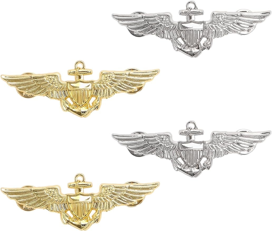 4Pcs 2Colors Aviator Eagle Wing Brass Brooches for Backpack Clothes ...