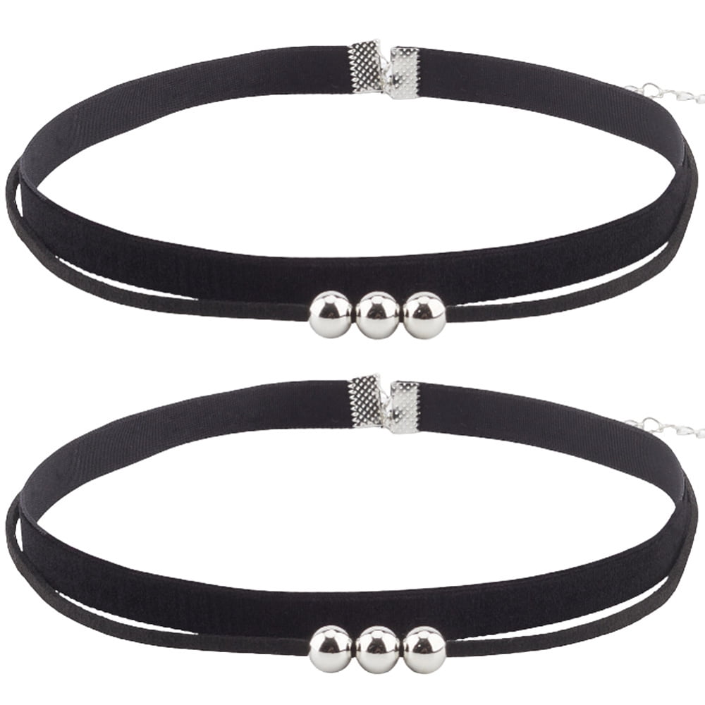 4Pcs 2Styles Alloy Round Black Velvet Double Layer Choker Necklaces ...