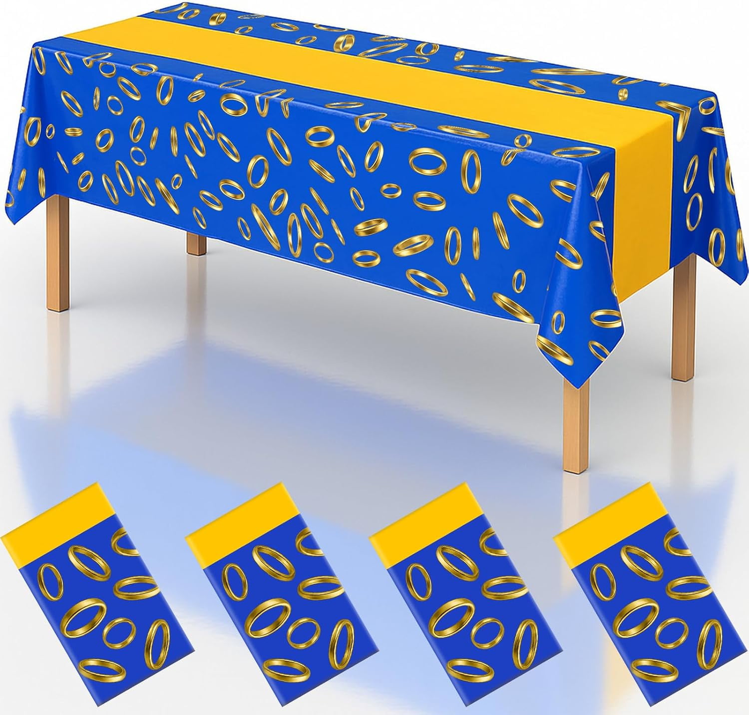 4Pcs 2in1 Gold Ring Birthday Party Decorations Tablecloth, 54" x 108 ...