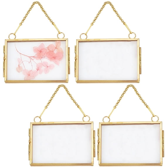 4Pcs 3.4 Inch Pressed Flowers Frame Bulk Glass Floating Frames Mini ...