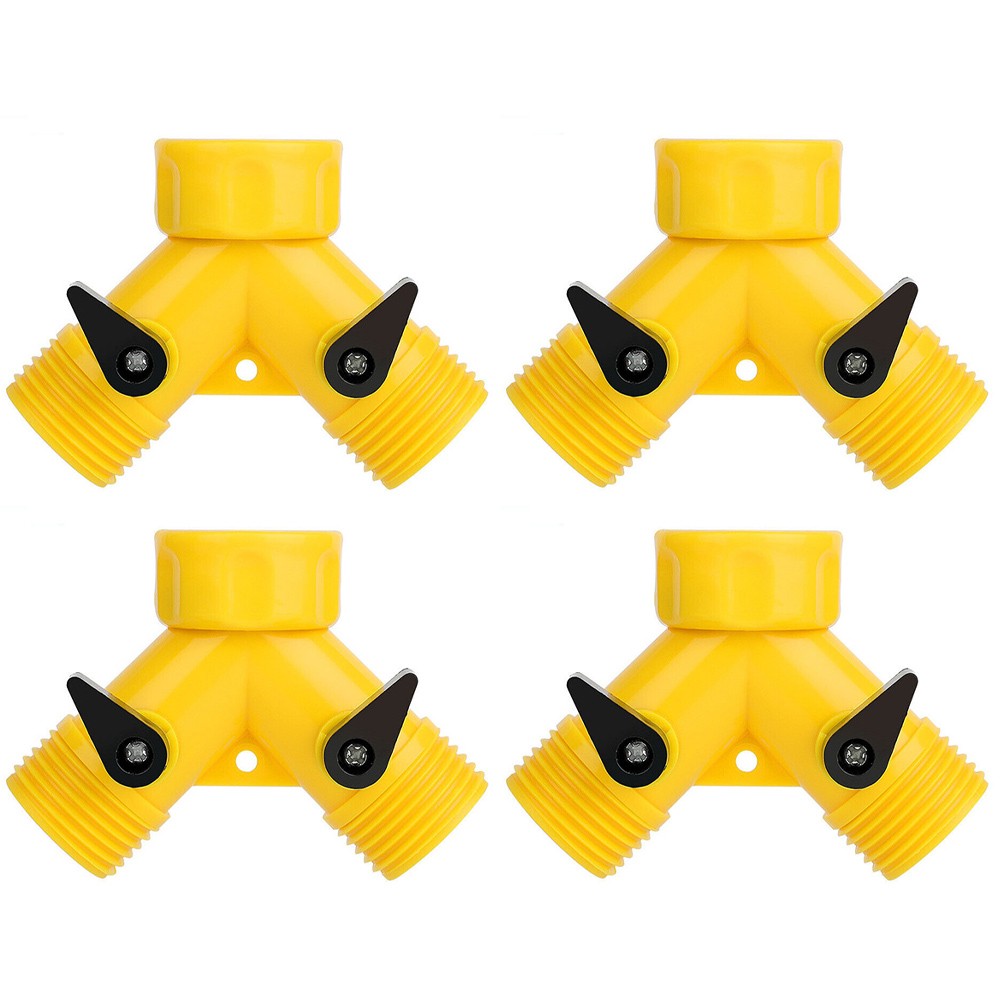 4Pcs 3/4In Double 2-Way Tap Water Valves Garden Connector Adaptor Hose ...