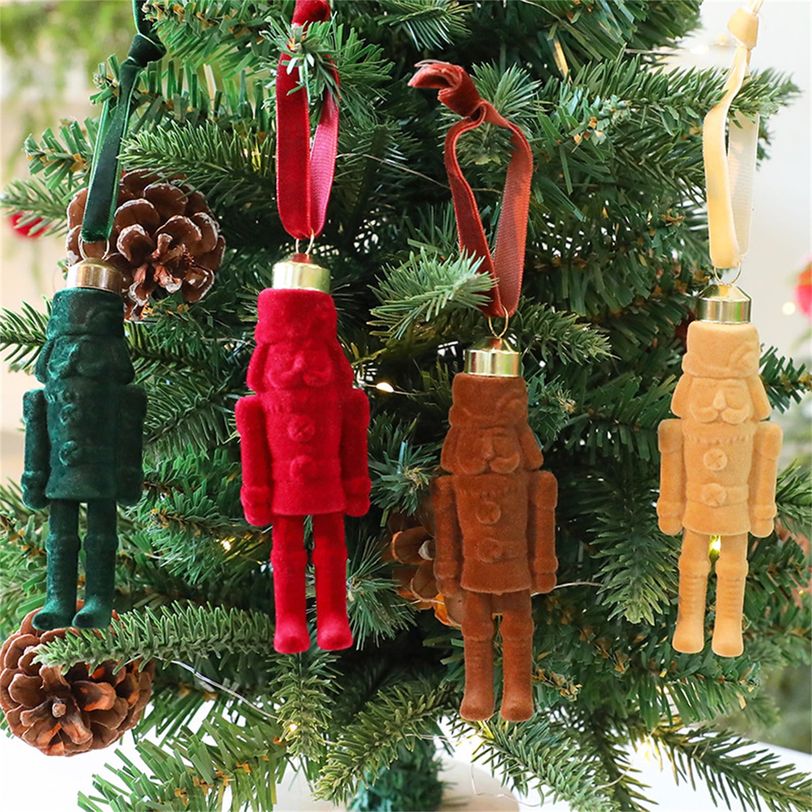 4Pcs 3.93Inch Flocking Nutcracker Figures Hanging Nutcracker Soldiers ...