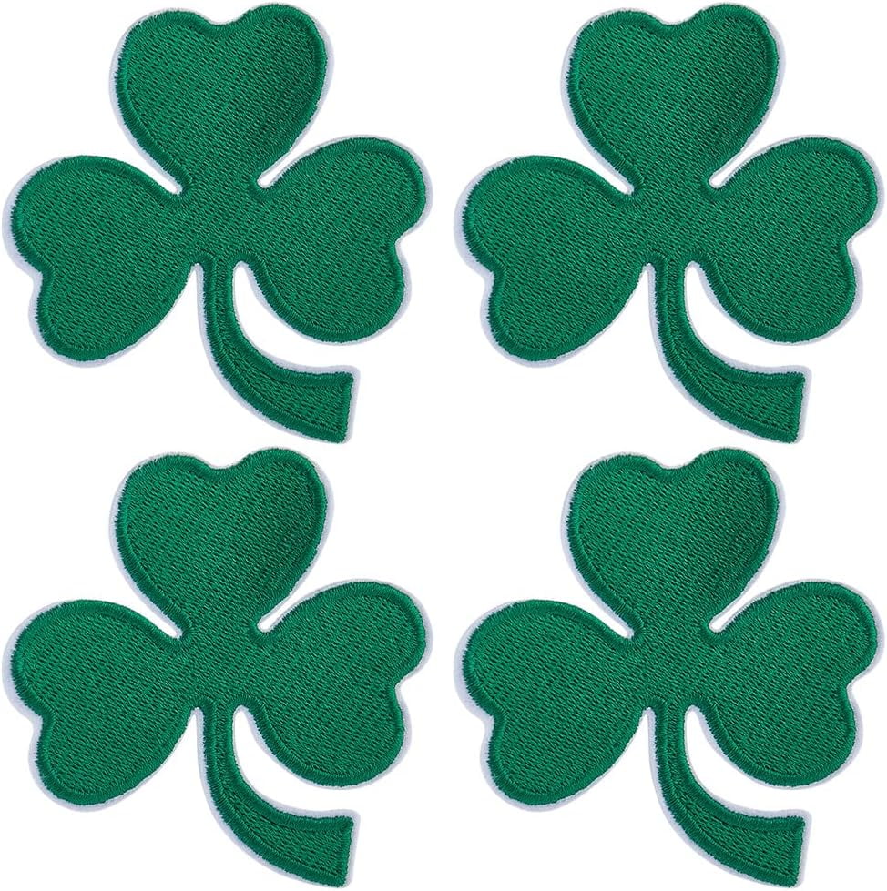 4Pcs 3 Inch Lucky Shamrock Iron on Patches Saint Patrick's Day Leaf ...
