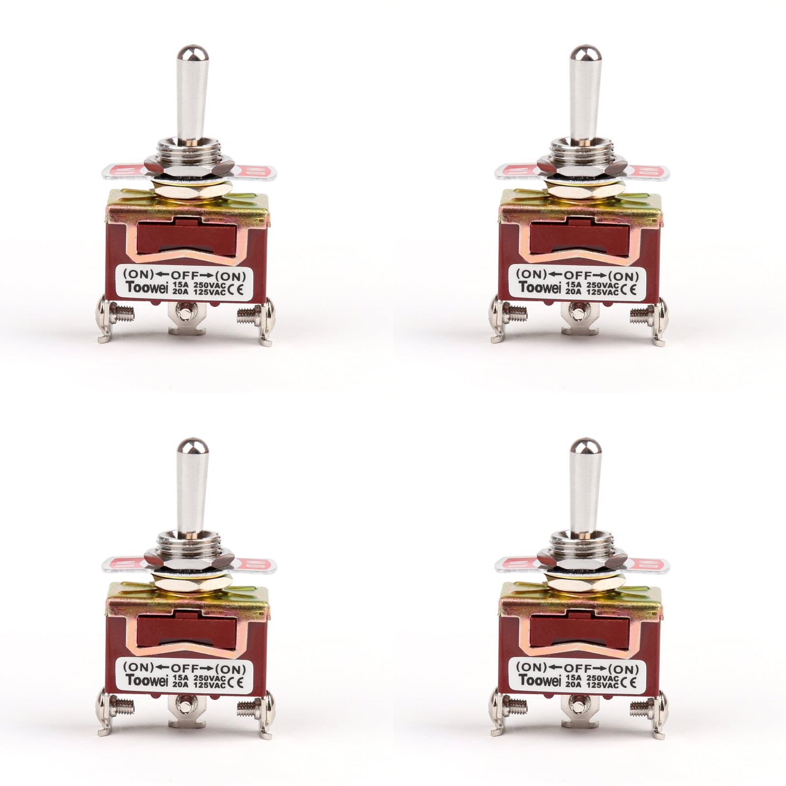 4Pcs 3 Terminal 3Pin (ON)-OFF-(ON) Toggle Switch Reset SP3T Industrial ...